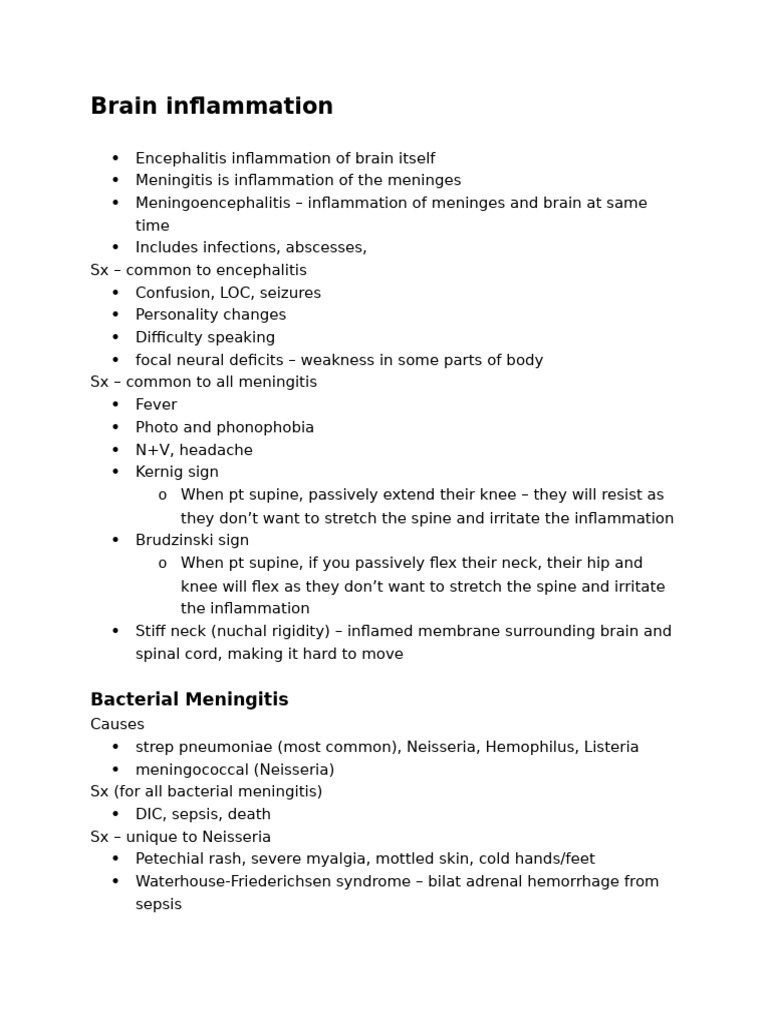 Neurology - Brain Inflammation | PDF | Meningitis | Clinical Medicine