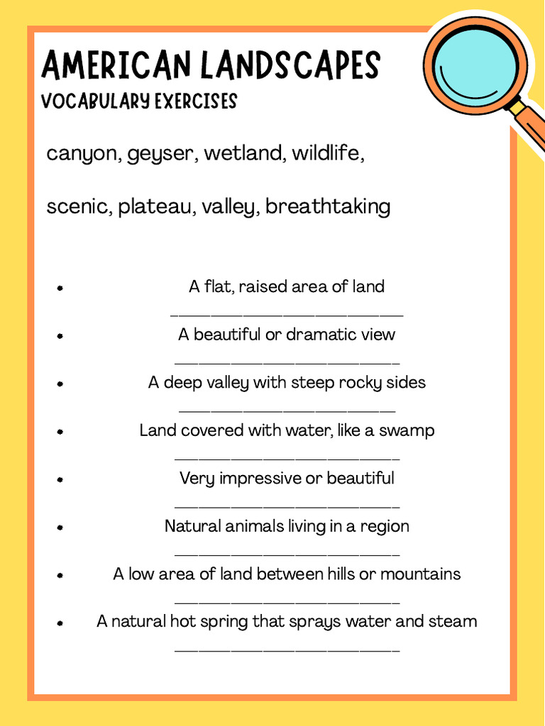 Landscape Vocabulary Exercises | PDF