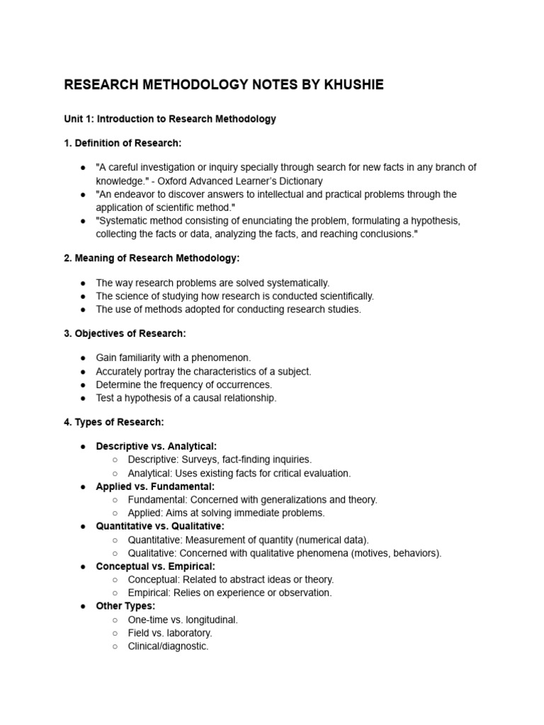 Introduction To Research Methodology Notes by Khushie | PDF ...
