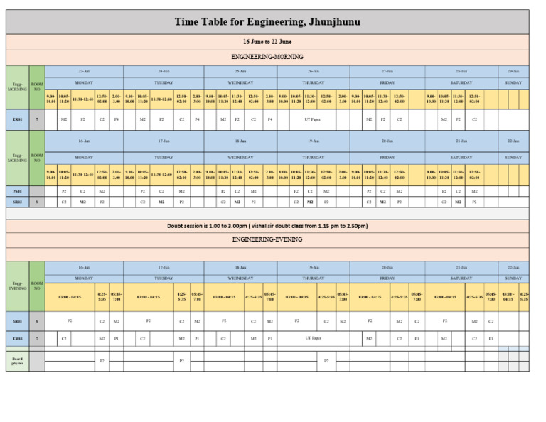 Time Table Engineering-5 | PDF