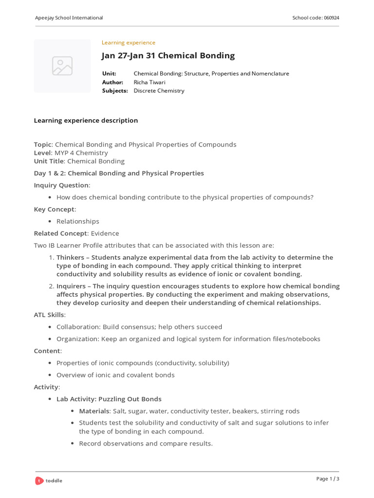 Chemical Bonding: Properties & Experiments | PDF | Chemical Bond ...