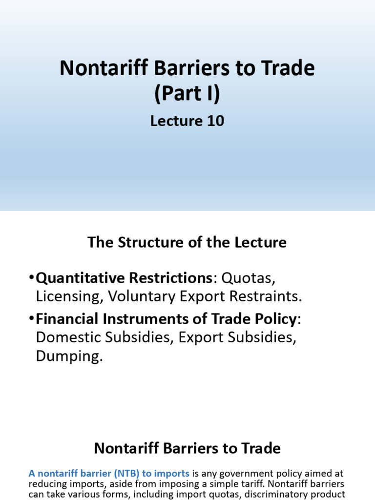 Nontariff Barriers To Trade Pdf Non Tariff Barriers To Trade