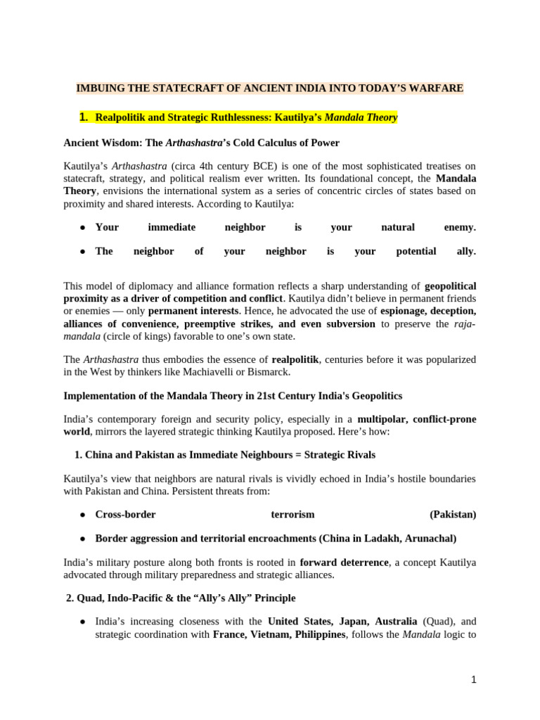 Ancient India's Statecraft Today | PDF | International Relations ...