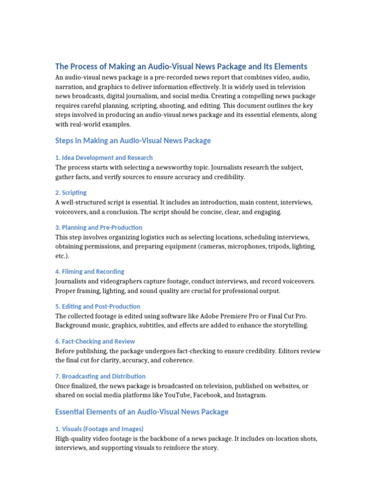 Crafting Effective Audio-Visual News Packages | PDF | News | Editing