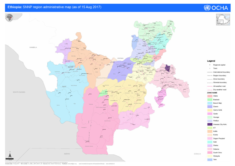 SNNPR Ethiopia Administrative Map | PDF