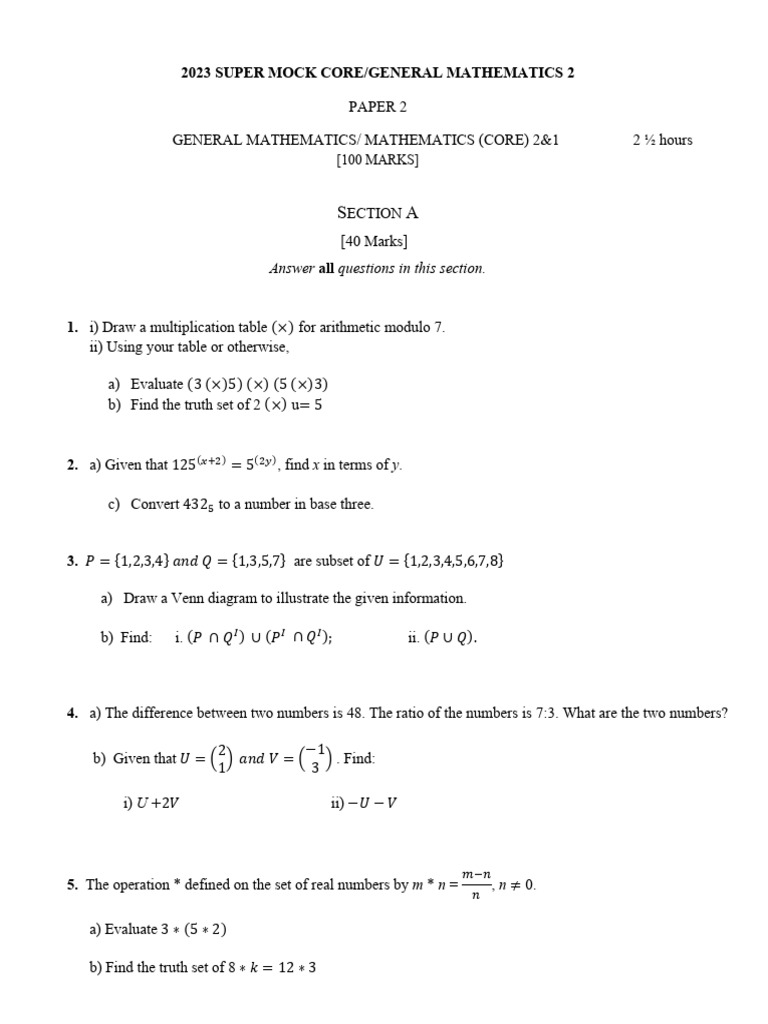2023 Super Mock Core Maths 2 | PDF | Euclidean Vector | Angle