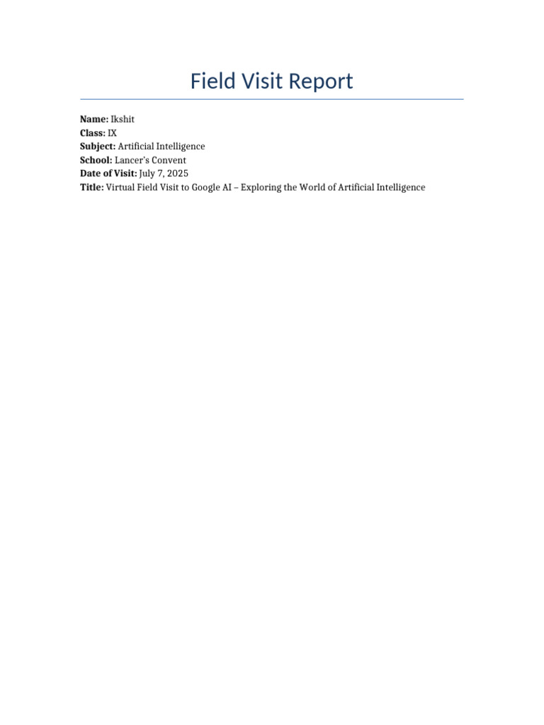 Google AI Virtual Field Visit Report | PDF