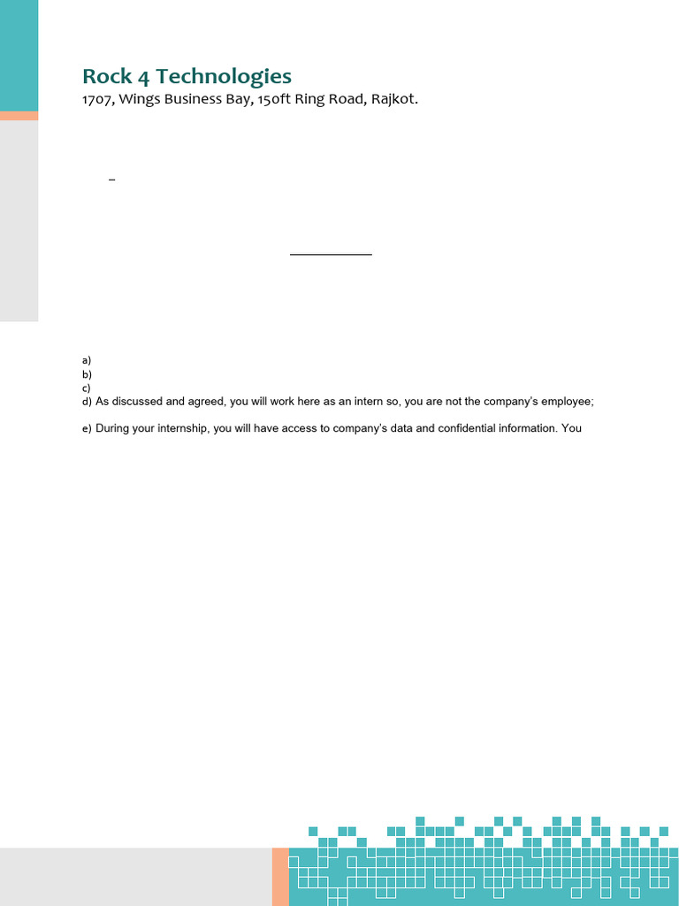 Rock 4 Technologies Offer Letter-Vivek | PDF