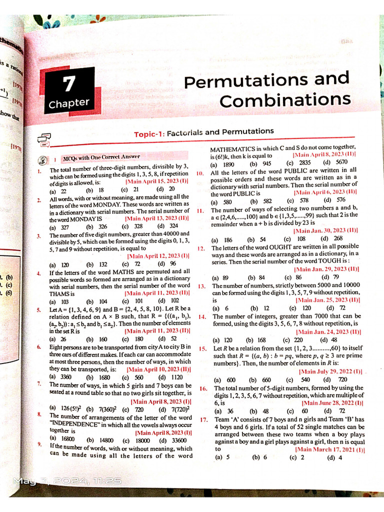 Permutations and Combinations | PDF
