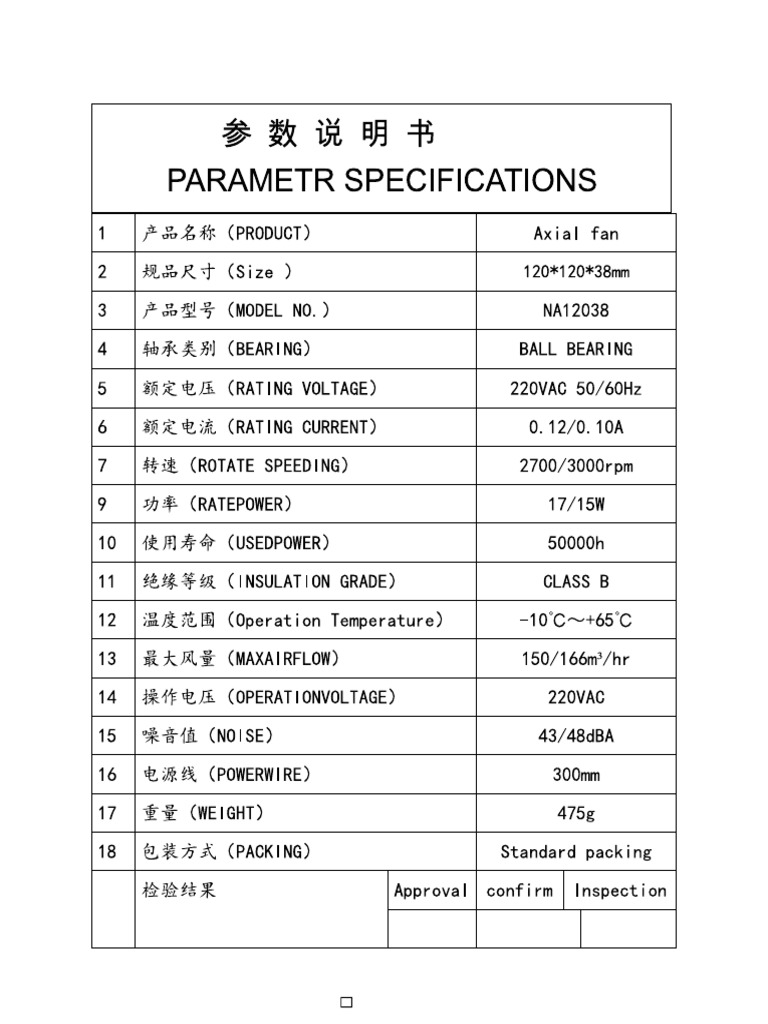 Fan Datasheet | PDF
