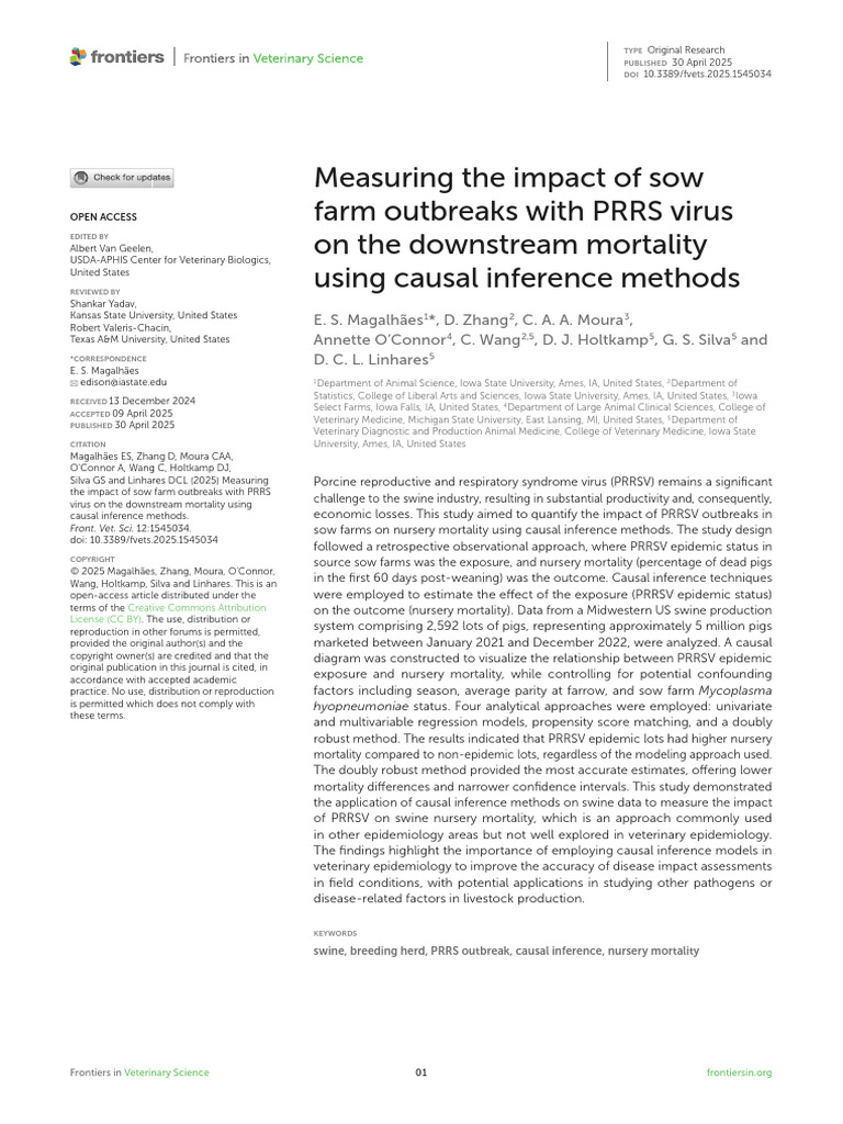 Measuring The Impact of Sow PRRS Outbreaks | PDF | Confounding ...