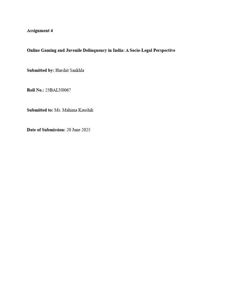 RM Assignment-4 RollNo.45 | PDF | Juvenile Delinquency | Behavioural Sciences