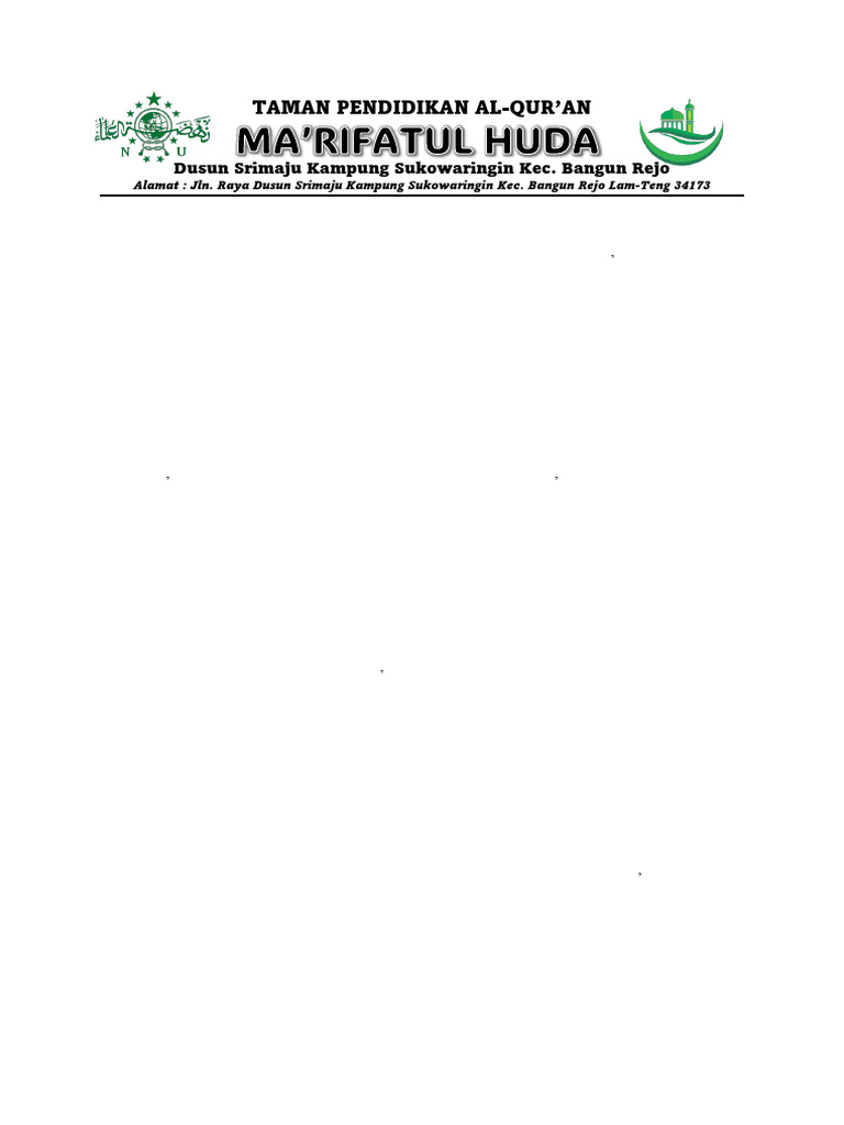 Contoh Kop Surat TPA Ma’rifatul Huda | PDF
