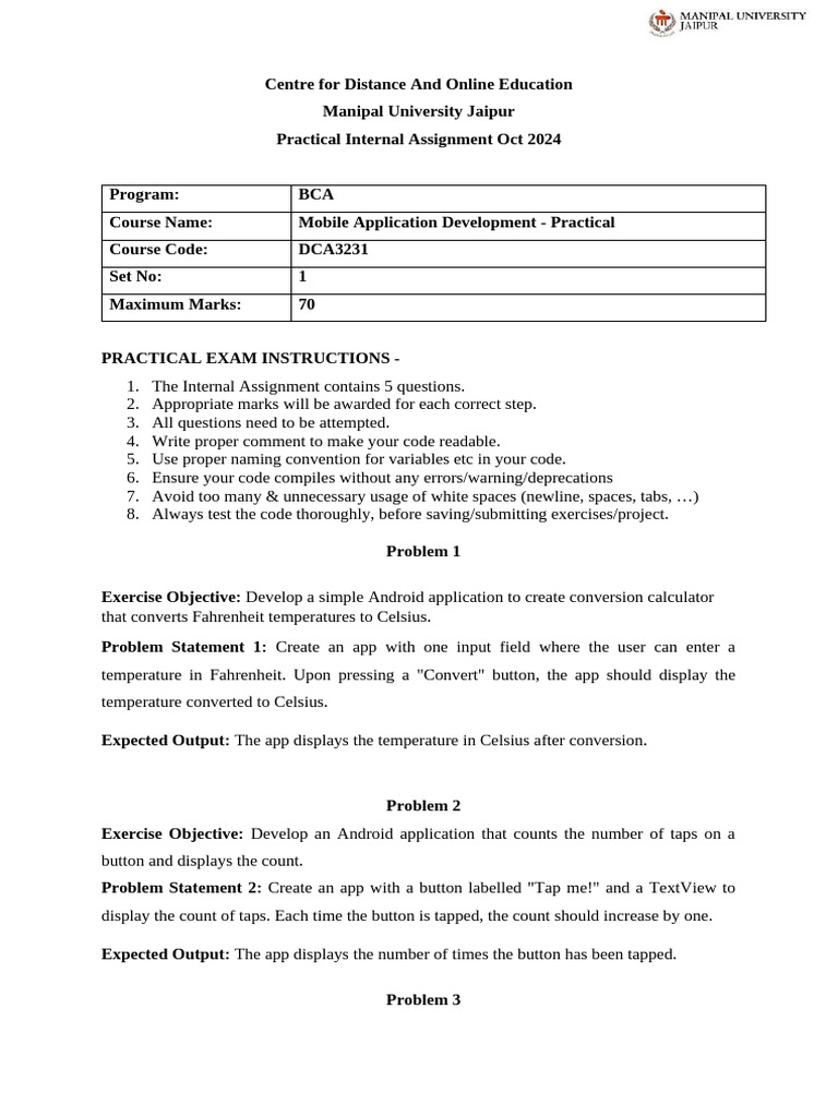 Android App Development Practical Tasks | PDF | Body Mass Index | Computing