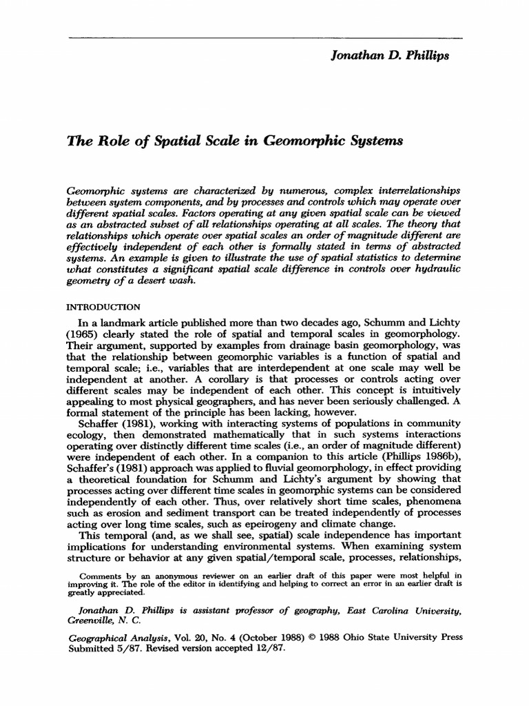 The Role of Spatial Scale in Geomorphic Systems | PDF | Geomorphology ...