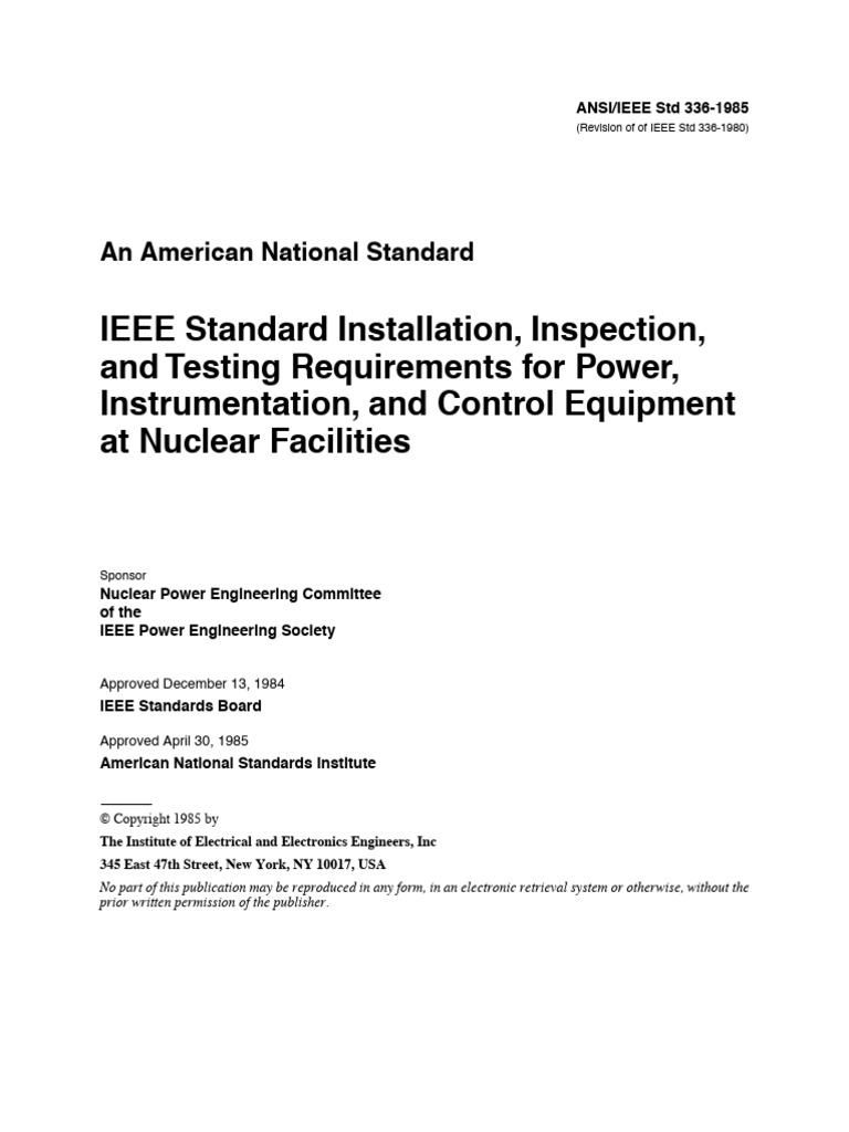 IEEE-336-1985 - Standard Installation, Inspection, and Testing ...