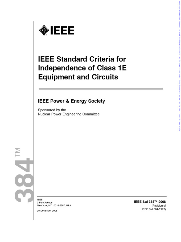 IEEE-384-2008 - Standard Criteria For Independence of Class 1E ...