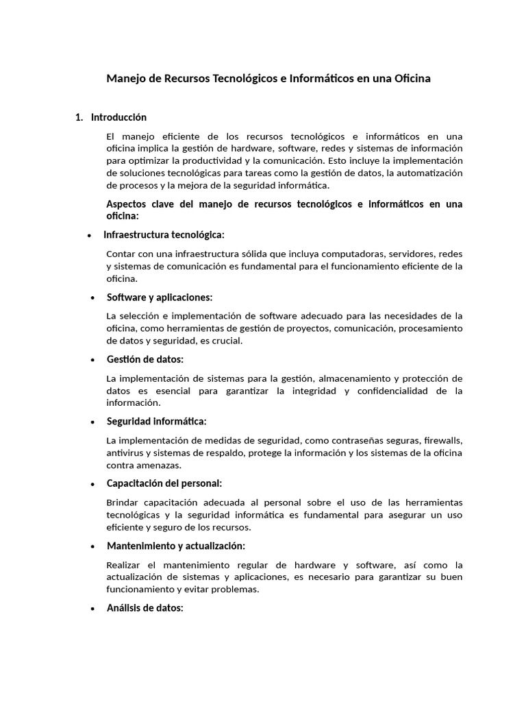 Manejo Eficiente de Recursos Informáticos | PDF | La seguridad ...