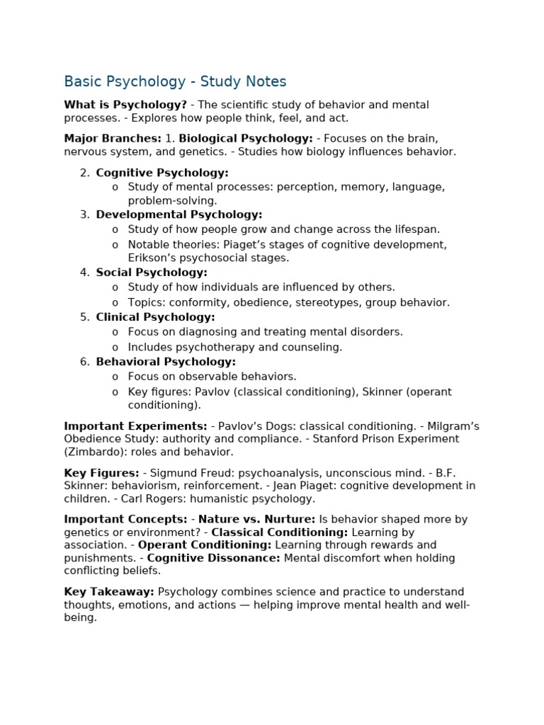Basic Psychology Notes | PDF