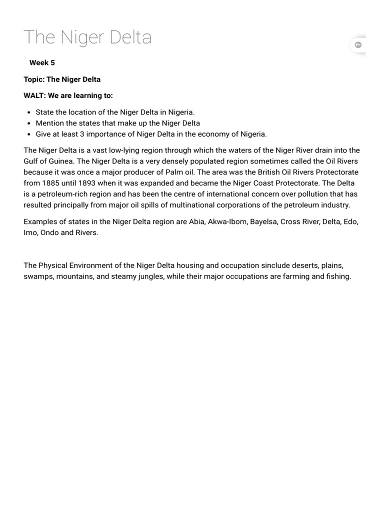 Overview of the Niger Delta Region | PDF