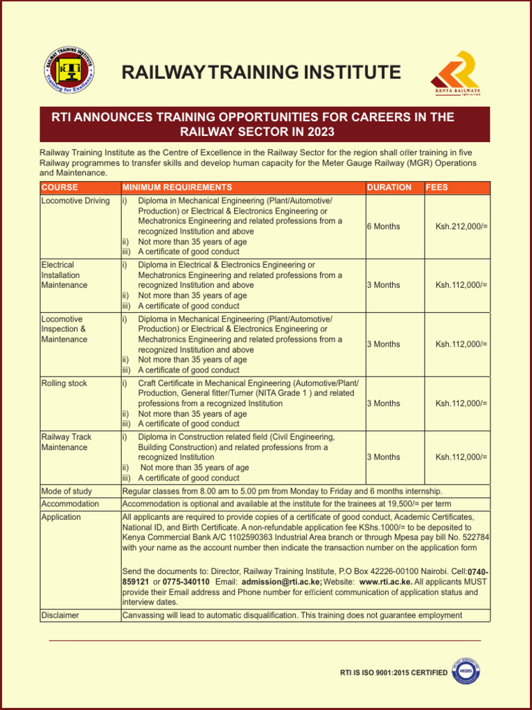 Kenya Railways Rti Training 1 | PDF | Engineering | Rail Transport