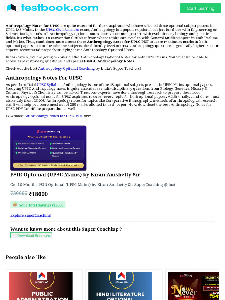 Anthropology Notes For UPSC, Download Free PDF Here | PDF