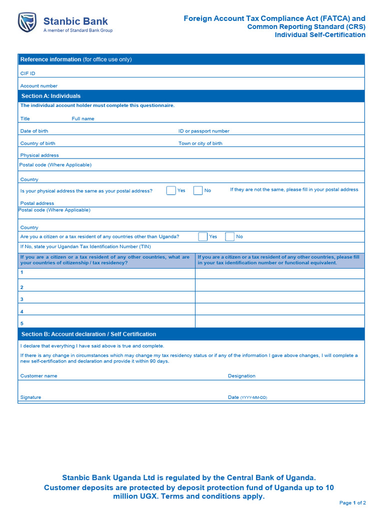 FATCA Individuals Form | PDF | Insurance | Swap (Finance)