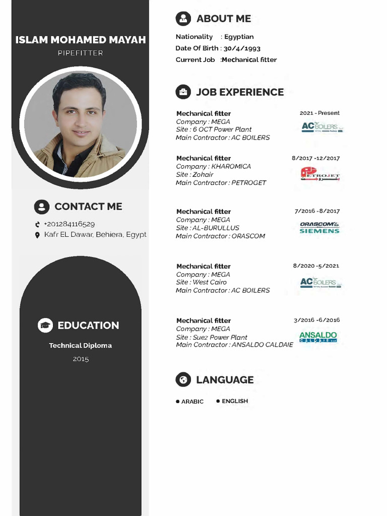 CV Islam Mechanical Fitter | PDF | Egypt