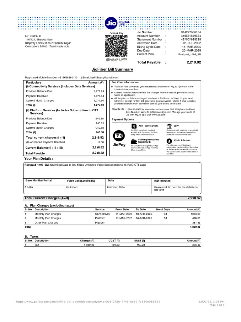 My Statement Internet Bill | PDF | Payments | Banks