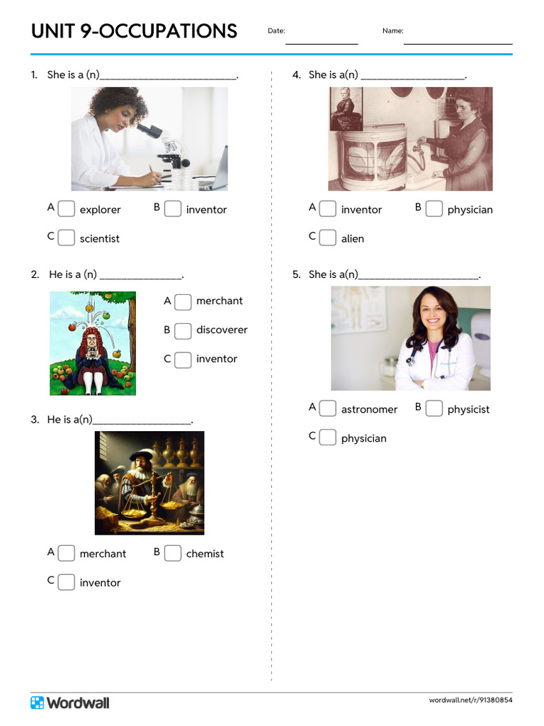 Unit 9 Occupations Quiz | PDF