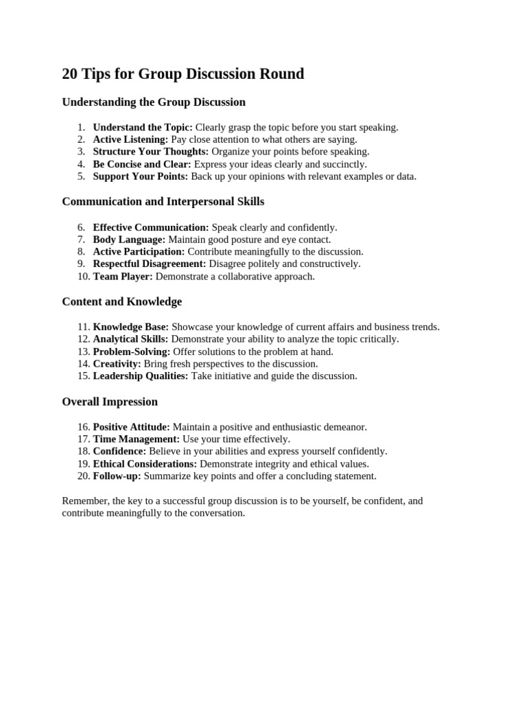 Tips for Effective Group Discussions | PDF