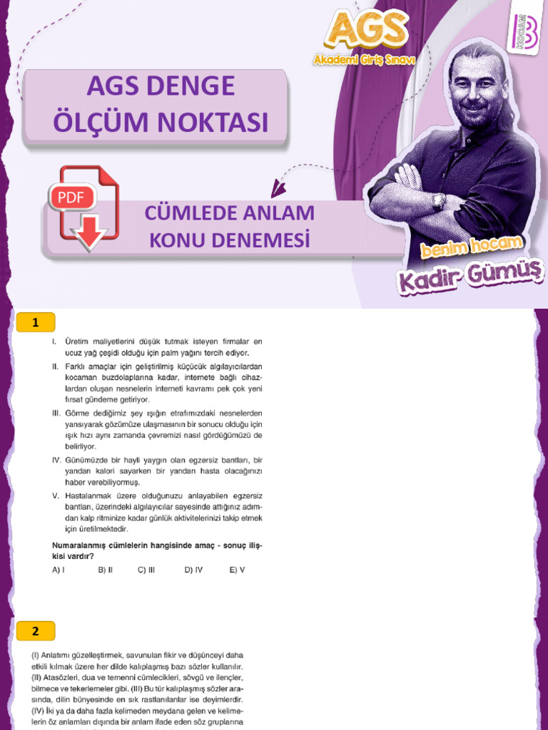 Cümlede Anlam Ags Denge Noktasi-II | PDF