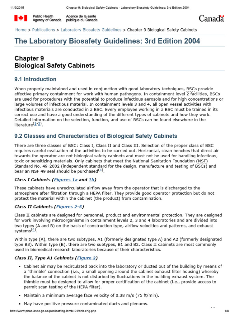 Biological Safety Cabinets-Laboratory Biosafety Guidelines | PDF | Safety