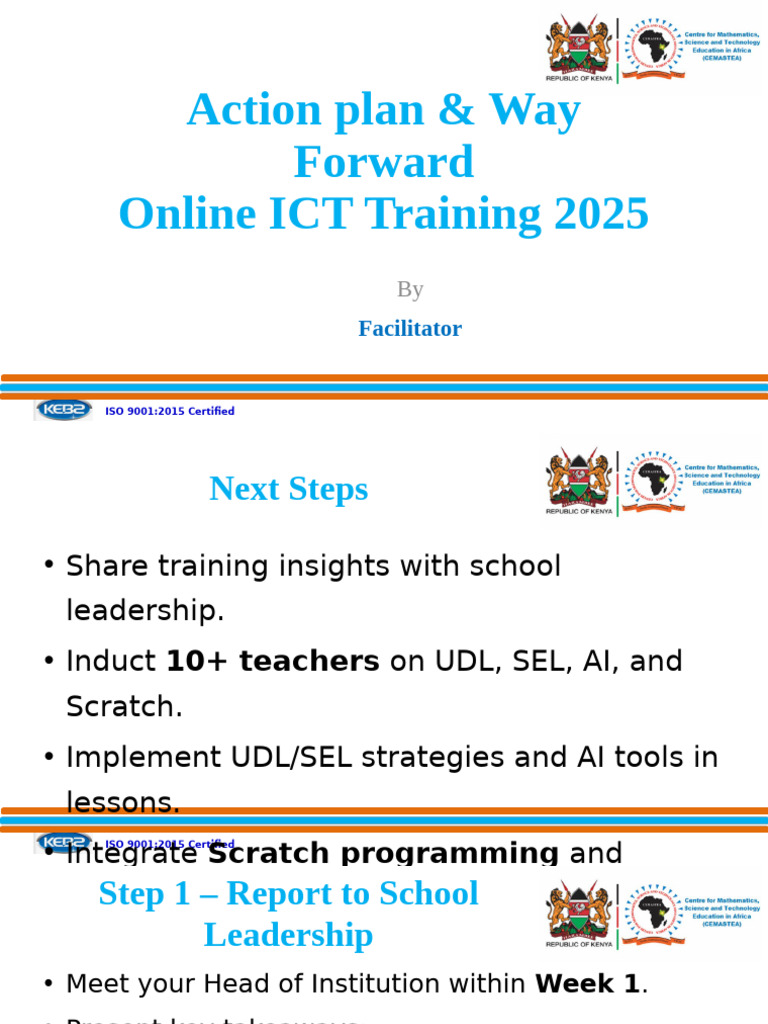 Action Plan and Wayforward - ICT Online Training 2025 | PDF
