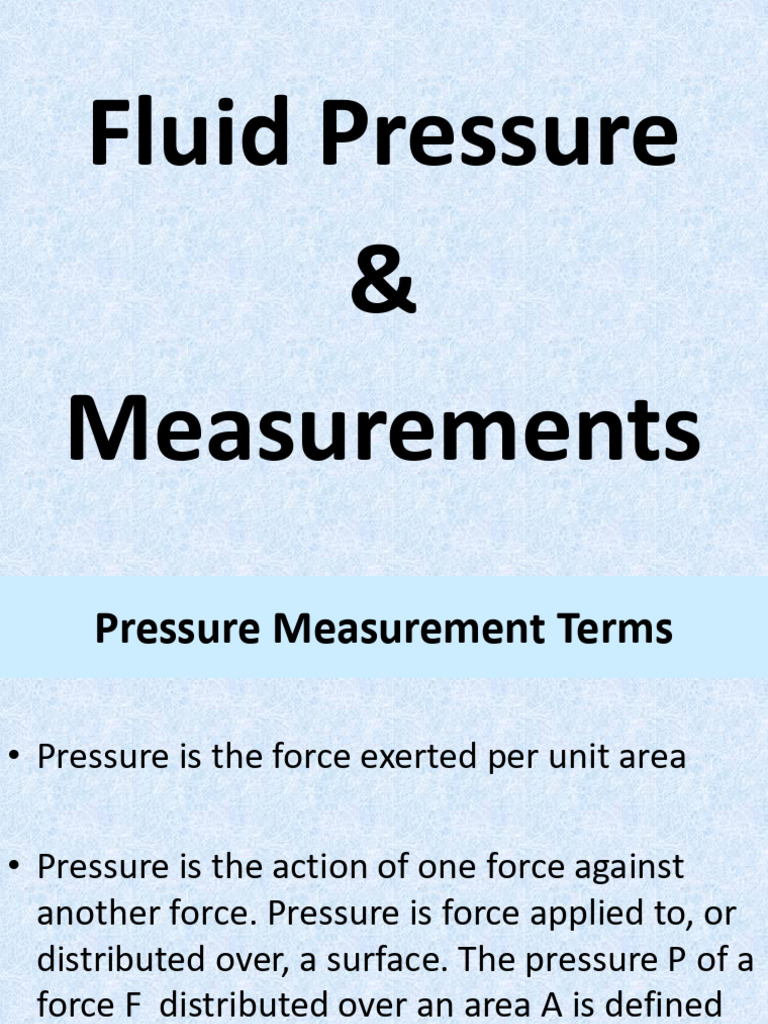 3.fluid Pressure & Measurement | PDF | Pressure | Pressure Measurement