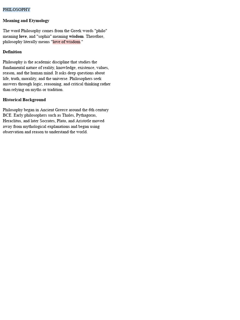 Understanding Philosophy: A Brief Overview | PDF