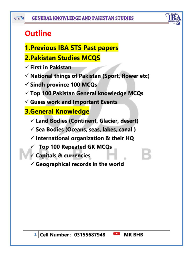 GK and Pakistan Studies | PDF
