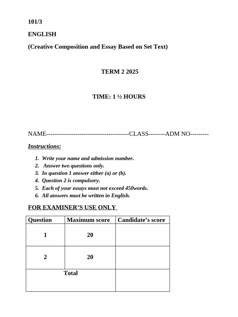 English Pp3 Qs | PDF