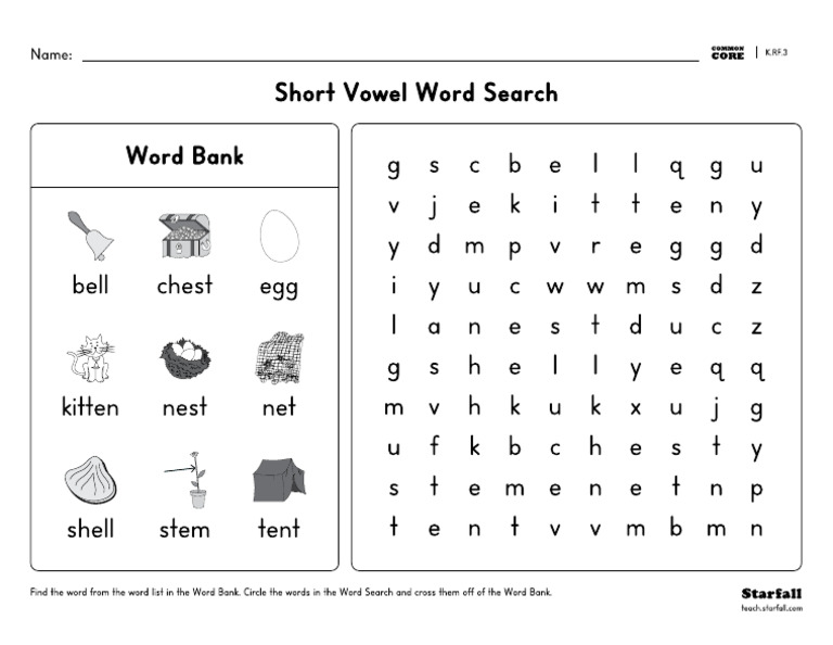 Short Vowel Word Search e | PDF