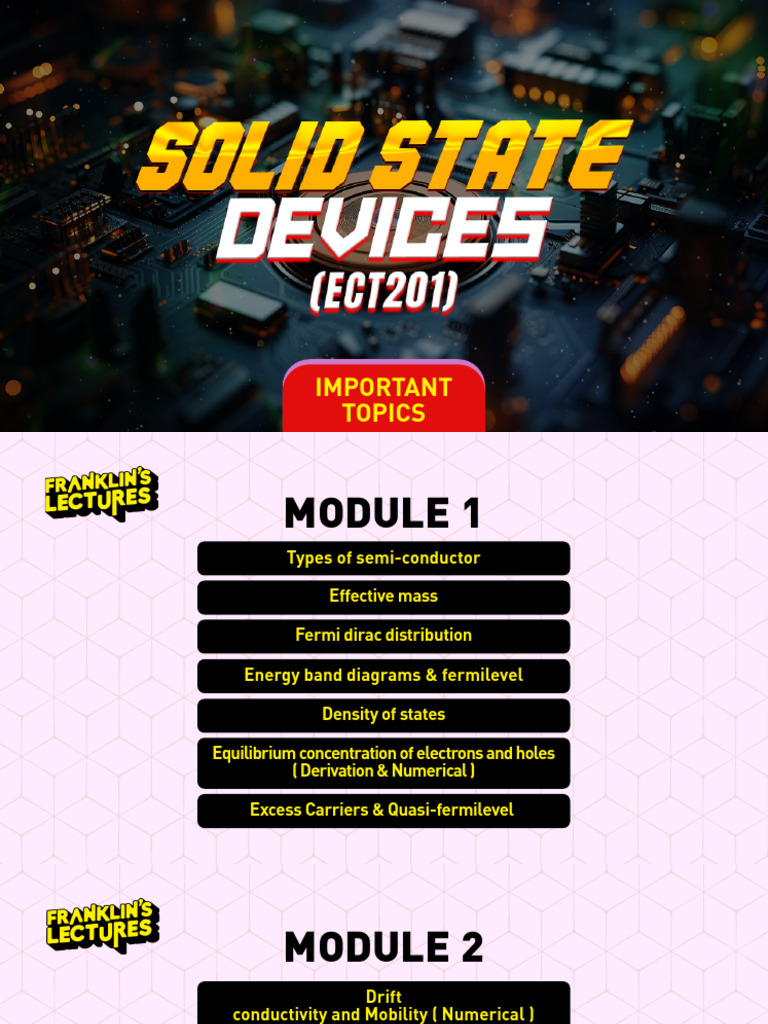 ? Important Topics Solid State Devices Franklin's Lectures | PDF