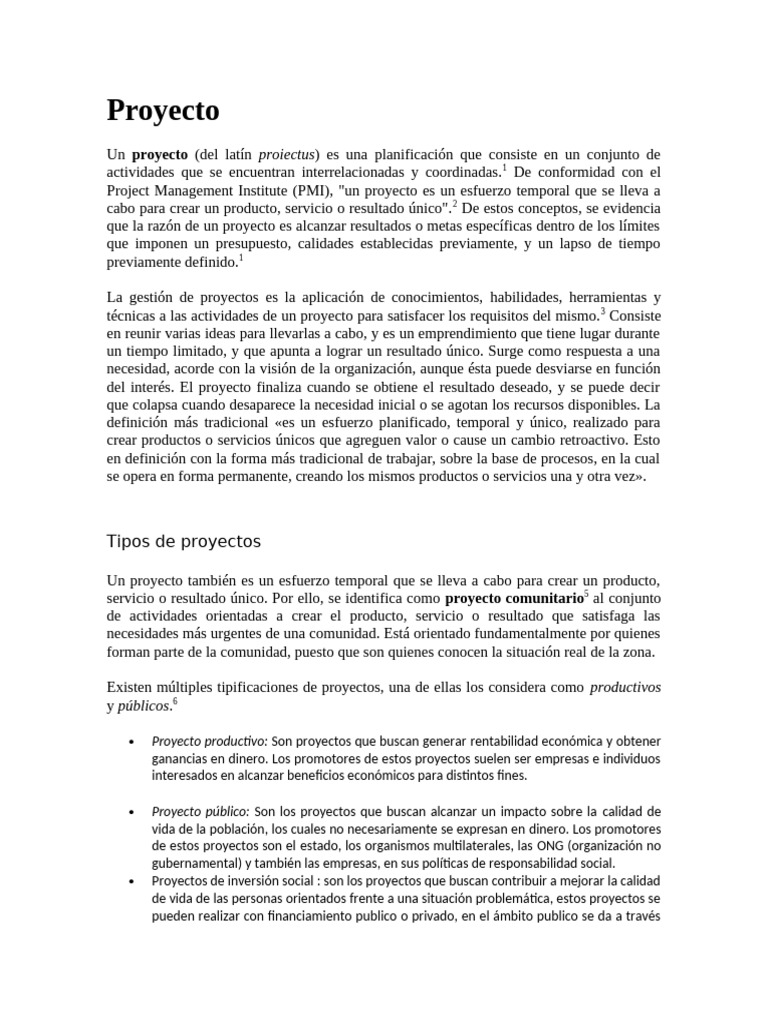 Proyecto, Tipos de Proyecto | PDF | Economias | Business