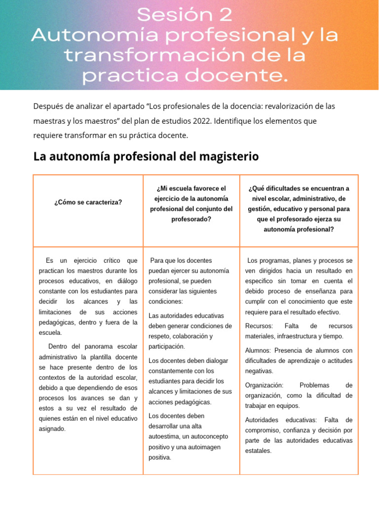 Autonomía Profesional Docente en Educación | PDF | Enseñando | Maestros