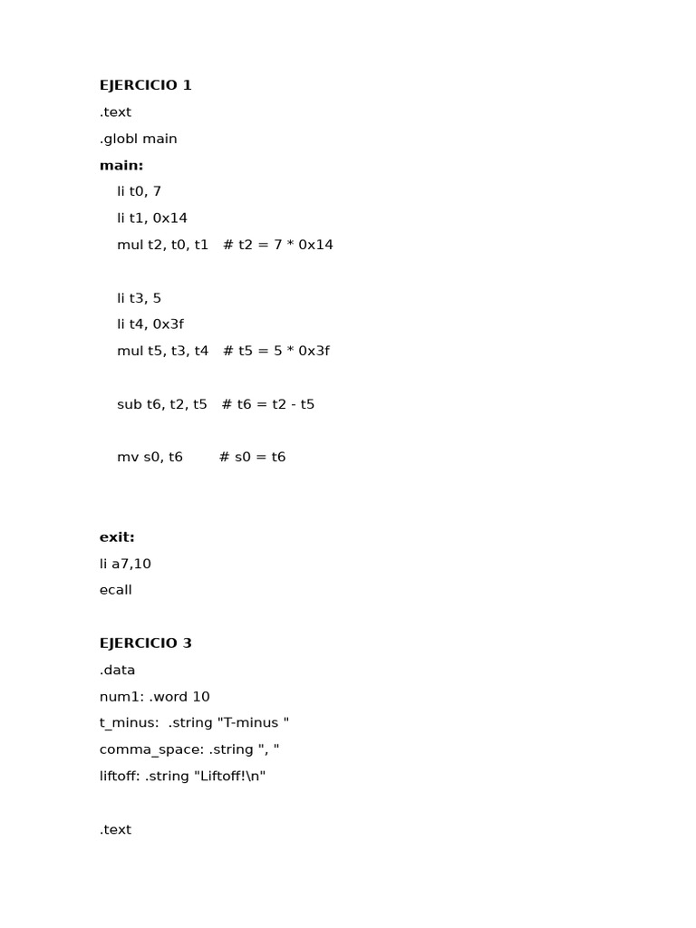 Ejercicios de Programación en Assembly | PDF