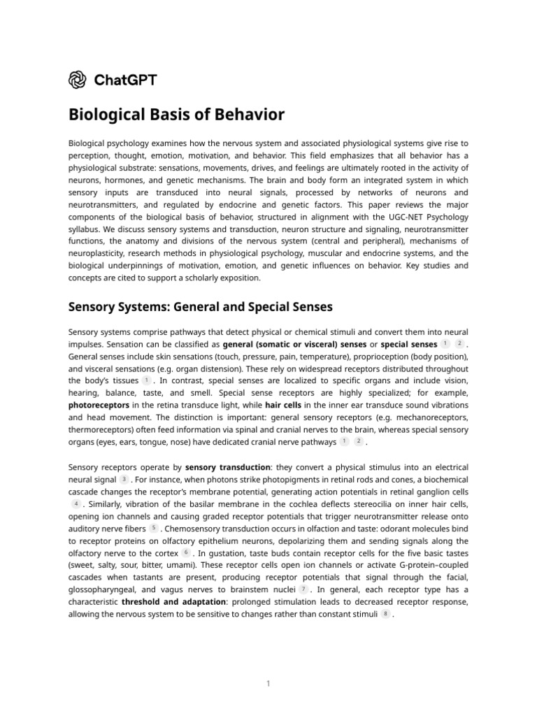 Biological Basis of Behavior | PDF | Neurotransmitter | Action Potential