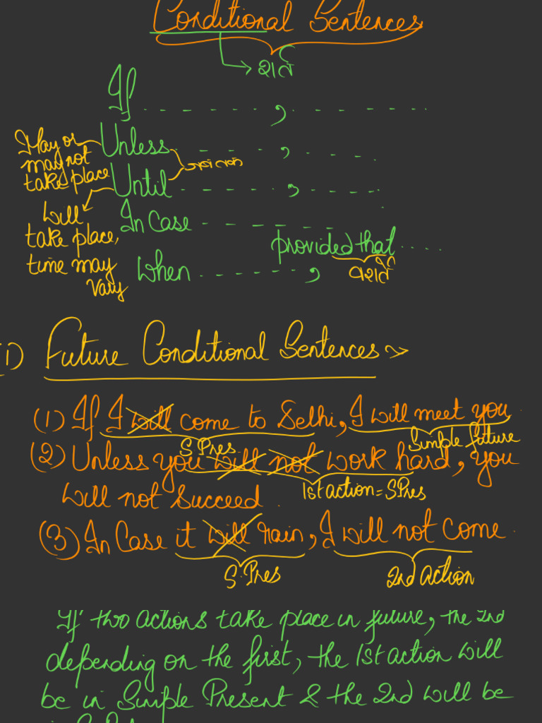 Conditional Sentences Class 01 Hand Written Note | PDF