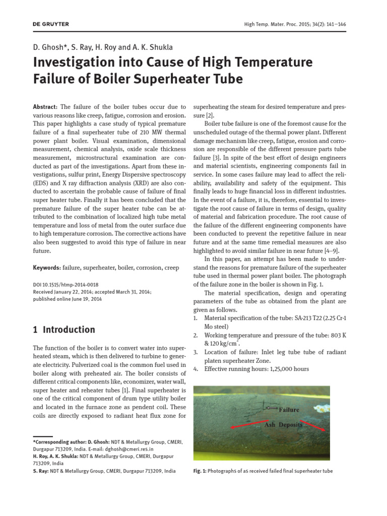 Investigation Into Cause of High Temperature Failure of Boiler ...
