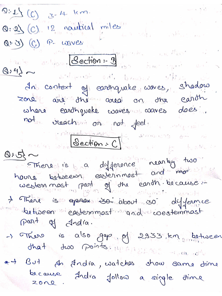 Geography Test 1 Solution Udya Humanities Class 11th | PDF