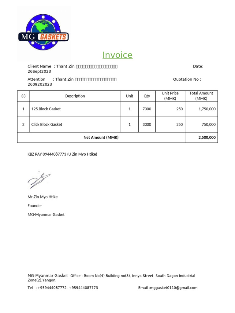MKN Gasket Quotation | PDF