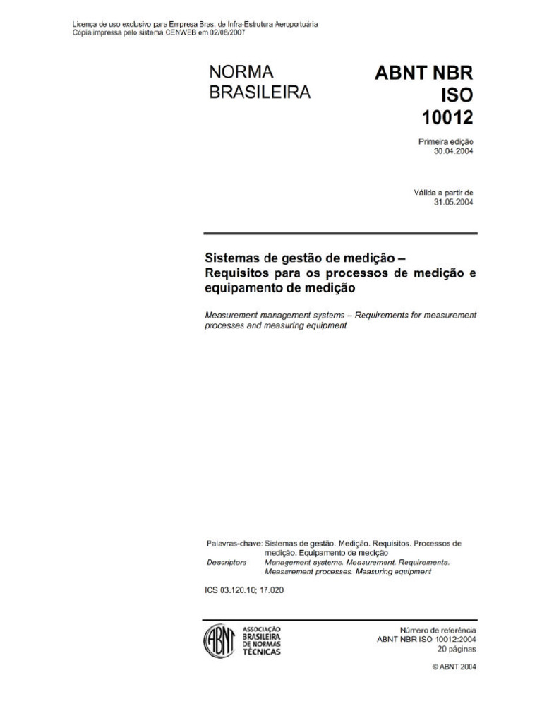 NBR Iso 10012 - 2004 | PDF