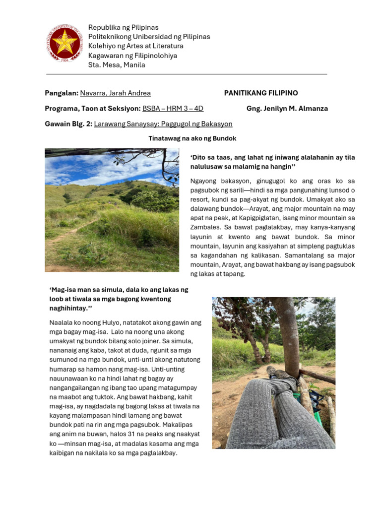 Navarra Gawain Blg. 2 Larawang Sanaysay | PDF